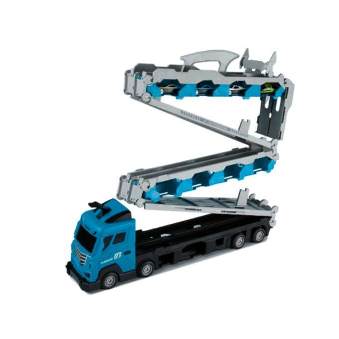 Set Camion de Jucarie pentru Transport cu masinute de curse, trailer, 8 ...