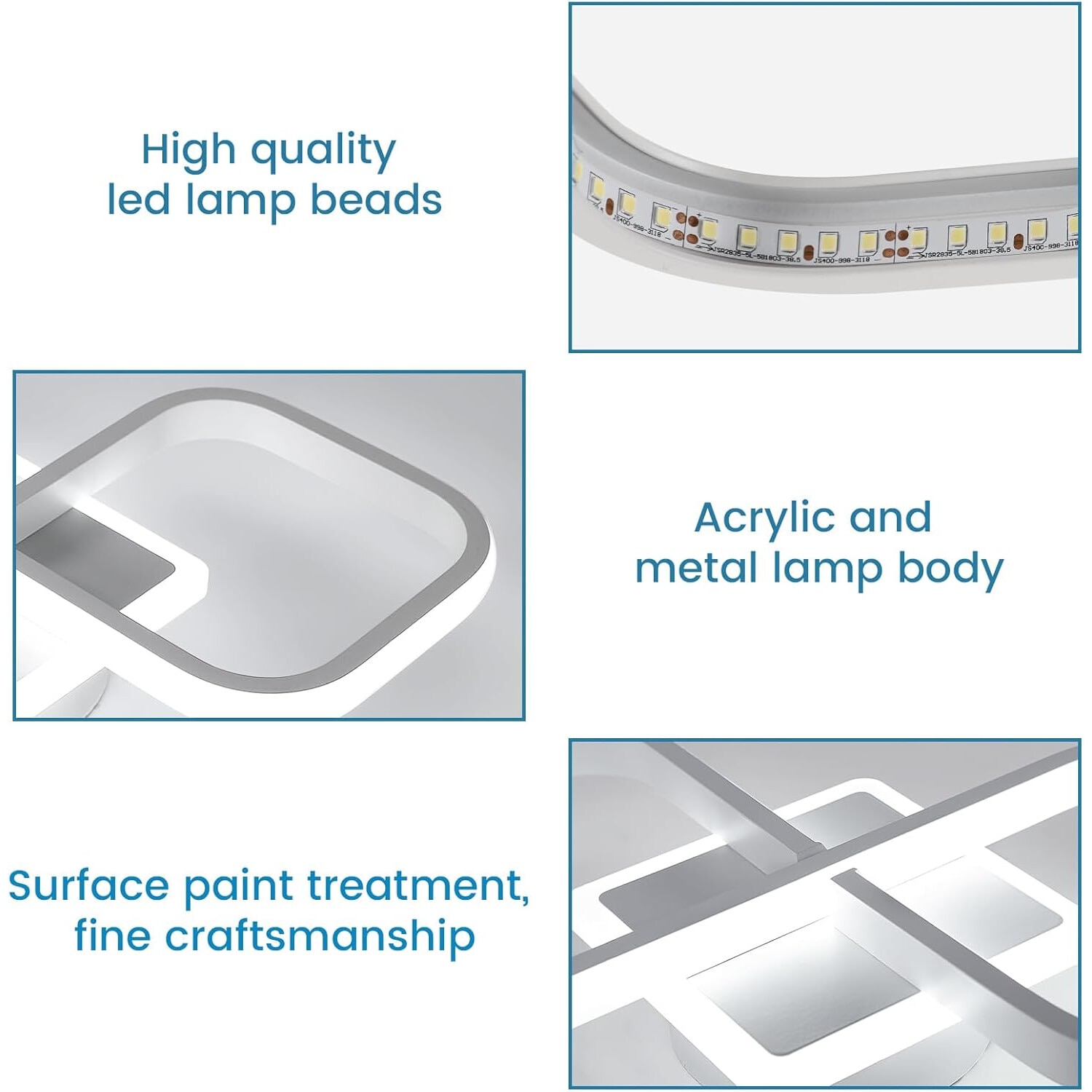 Plafoniera LED, Goeco, Acrilic, 40×19×7cm, Alb, Lumina Rece 6500K, 36W ...