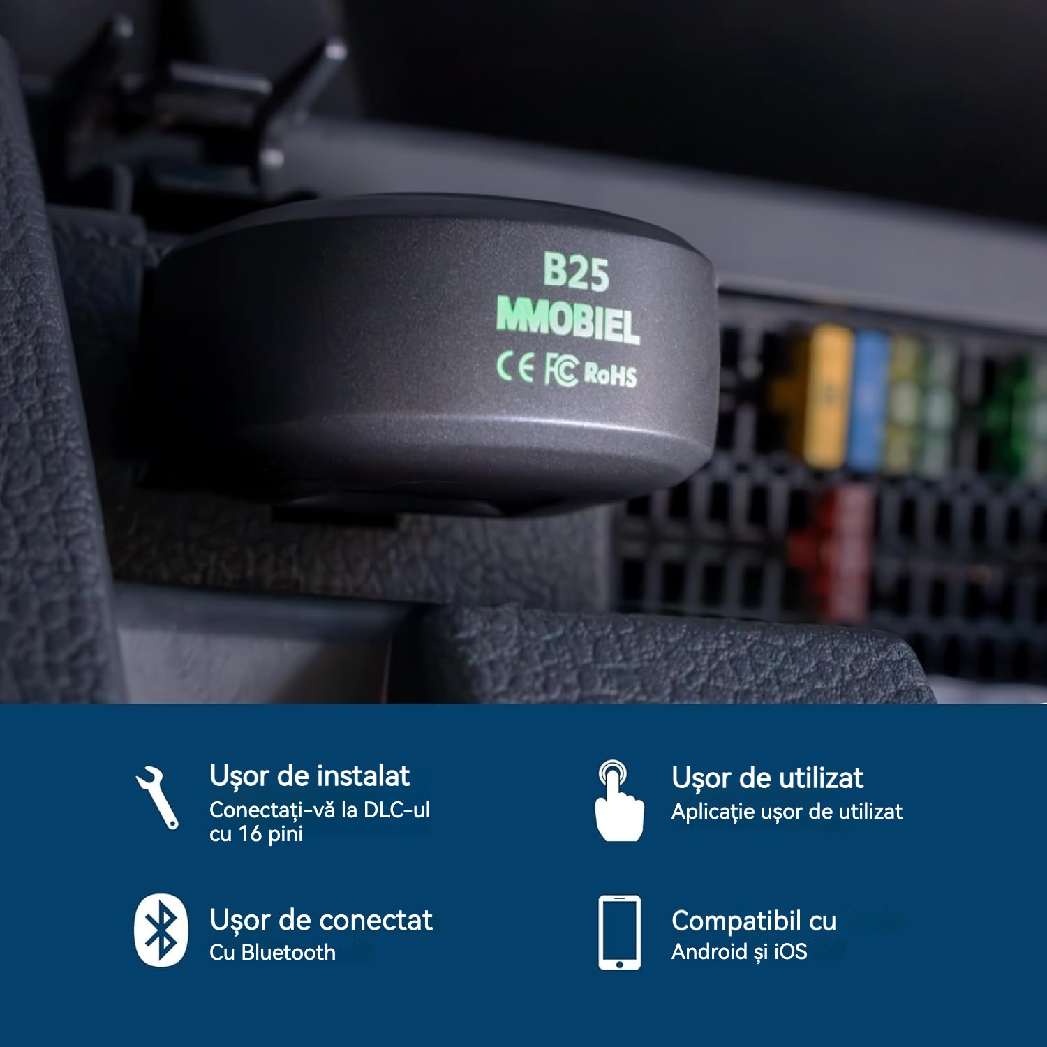 Tester Diagnoza Auto Portabil Excitat®, Scanner OBD2 Bluetooth Pro ...