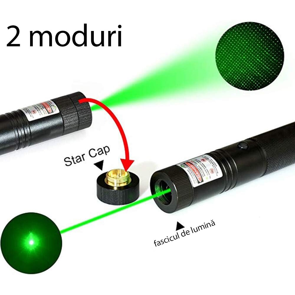 Laser pointer verde puternic cu acumulator 10000 mW, 16 km, 1 ...