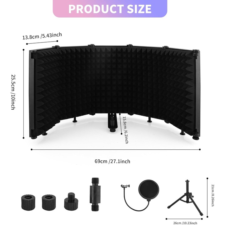 Scut de izolare pentru microfon de inregistrare, Filtru microfon, Scut ...