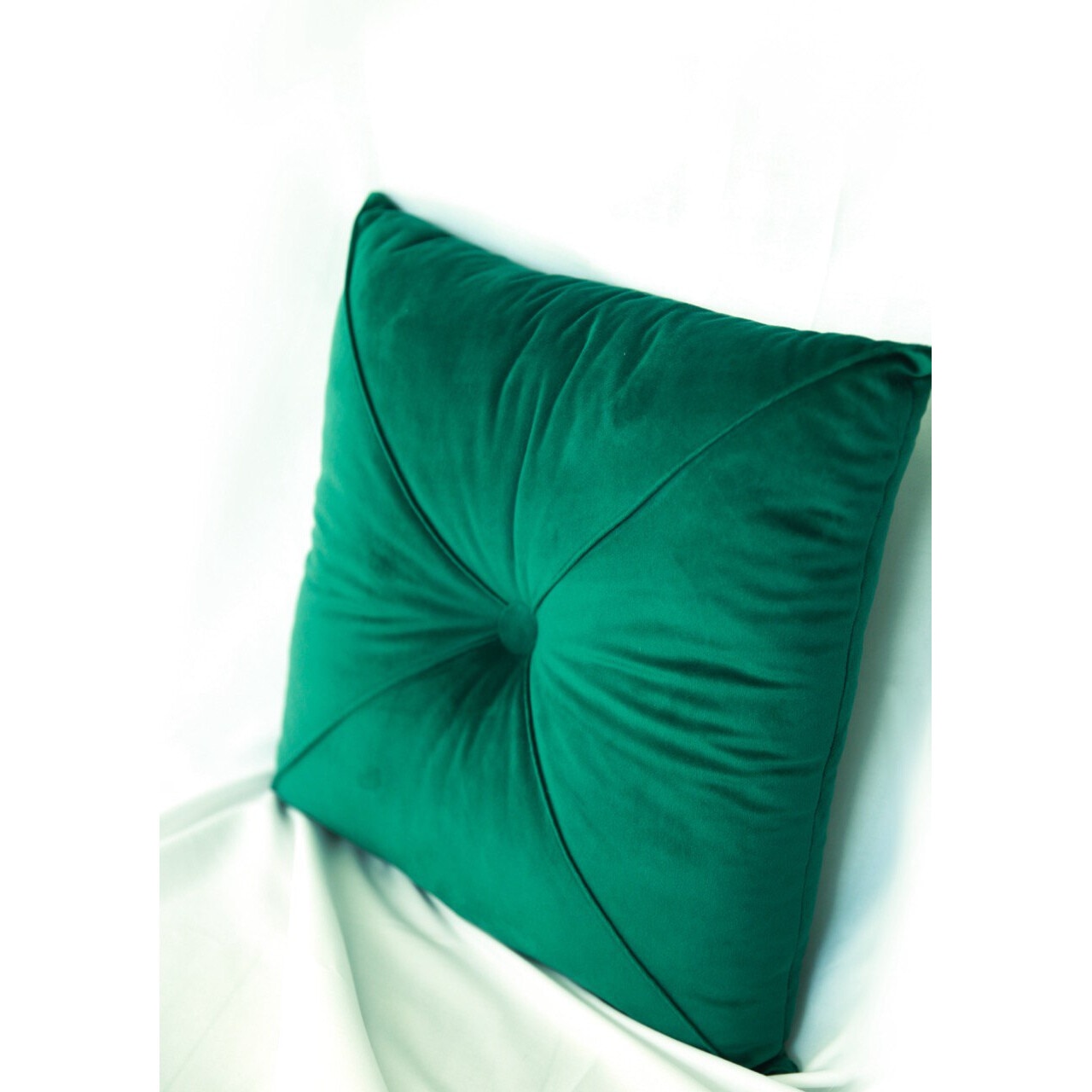 Set de 3 Perne Decorative Puffet din Catifea Verde Smarald – O Perna ...