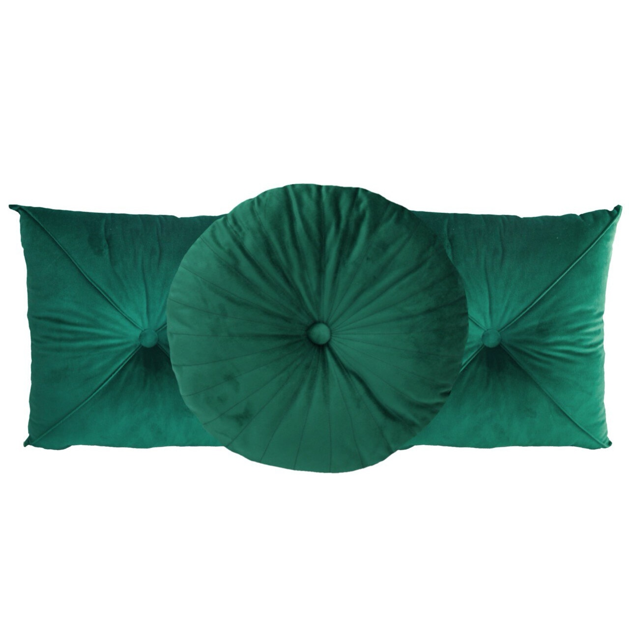 Set de 3 Perne Decorative Puffet din Catifea Verde Smarald – O Perna ...