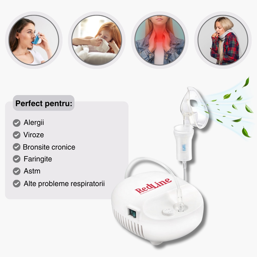 Aparat aerosoli RedLine NB-230C, produs medical validat clinic, pentru ...