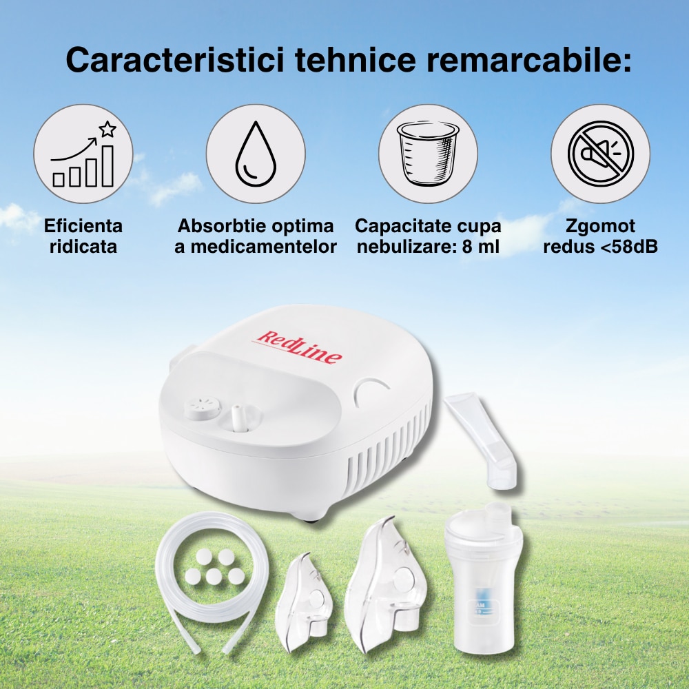 Aparat aerosoli RedLine NB-230C, produs medical validat clinic, pentru ...