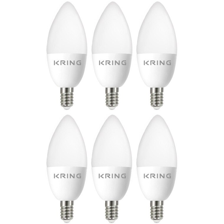 Set 6 becuri lumanare LED Kring, E14, 8W (70W), 900 lm, lumina calda ...