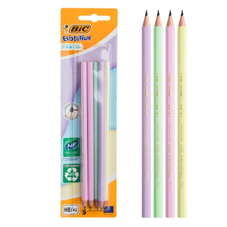 Creioane HB, BIC, Evolution, Set 5 Bucati, Multicolor Pastel - eMAG.ro