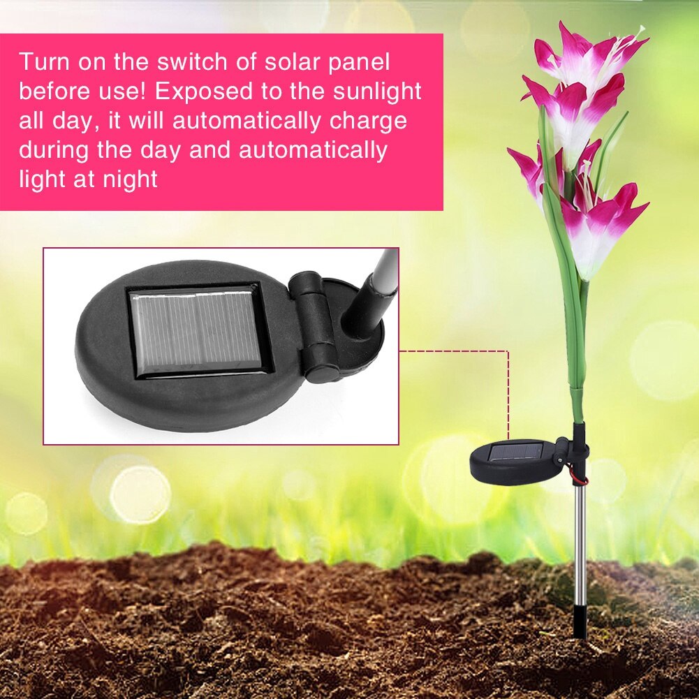 Lampa solara LED pentru gradina, Jormftte, design floral, energie ...