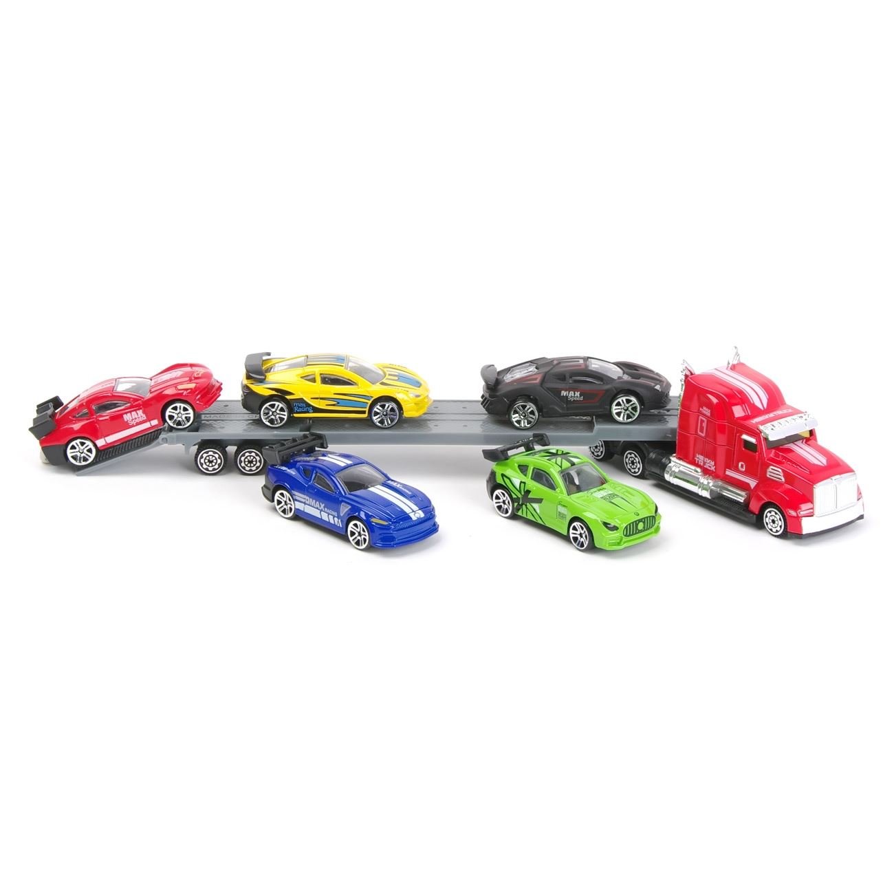 Set Vehicule Jucarie, Model Camion cu 5 Masini, Scara 1:58, Material ...