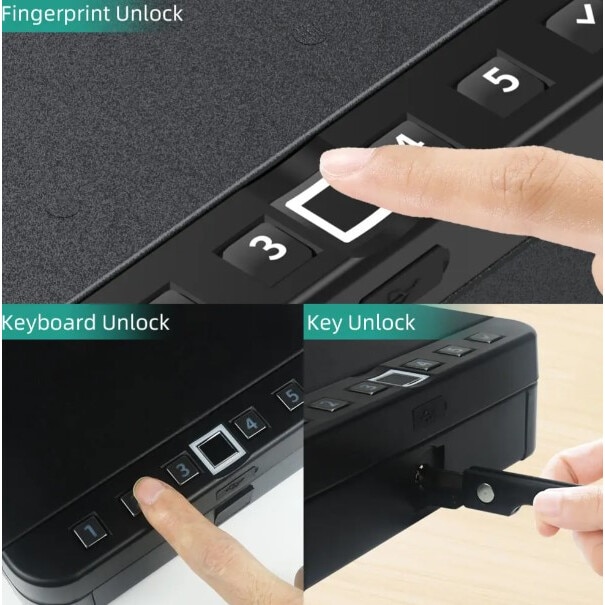 Seif pentru pistol cu amprenta, din otel carbon, portabil, cu ...