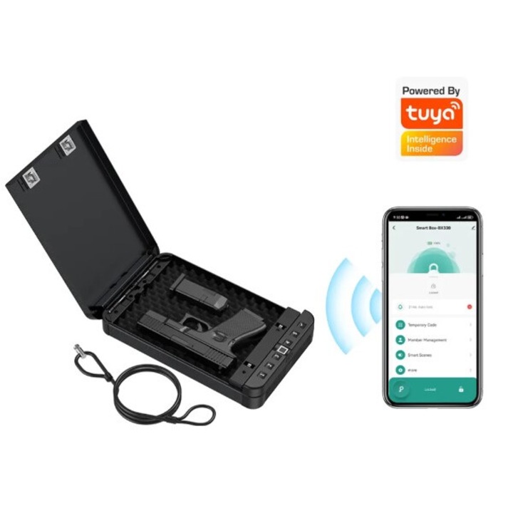 Seif pentru pistol cu amprenta, din otel carbon, portabil, cu ...