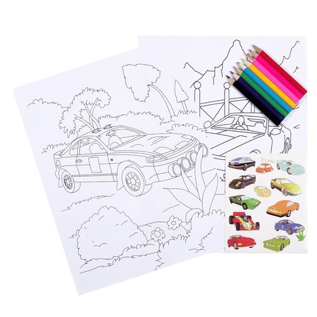 Set de Colorat Masini cu Autocolante - eMAG.ro