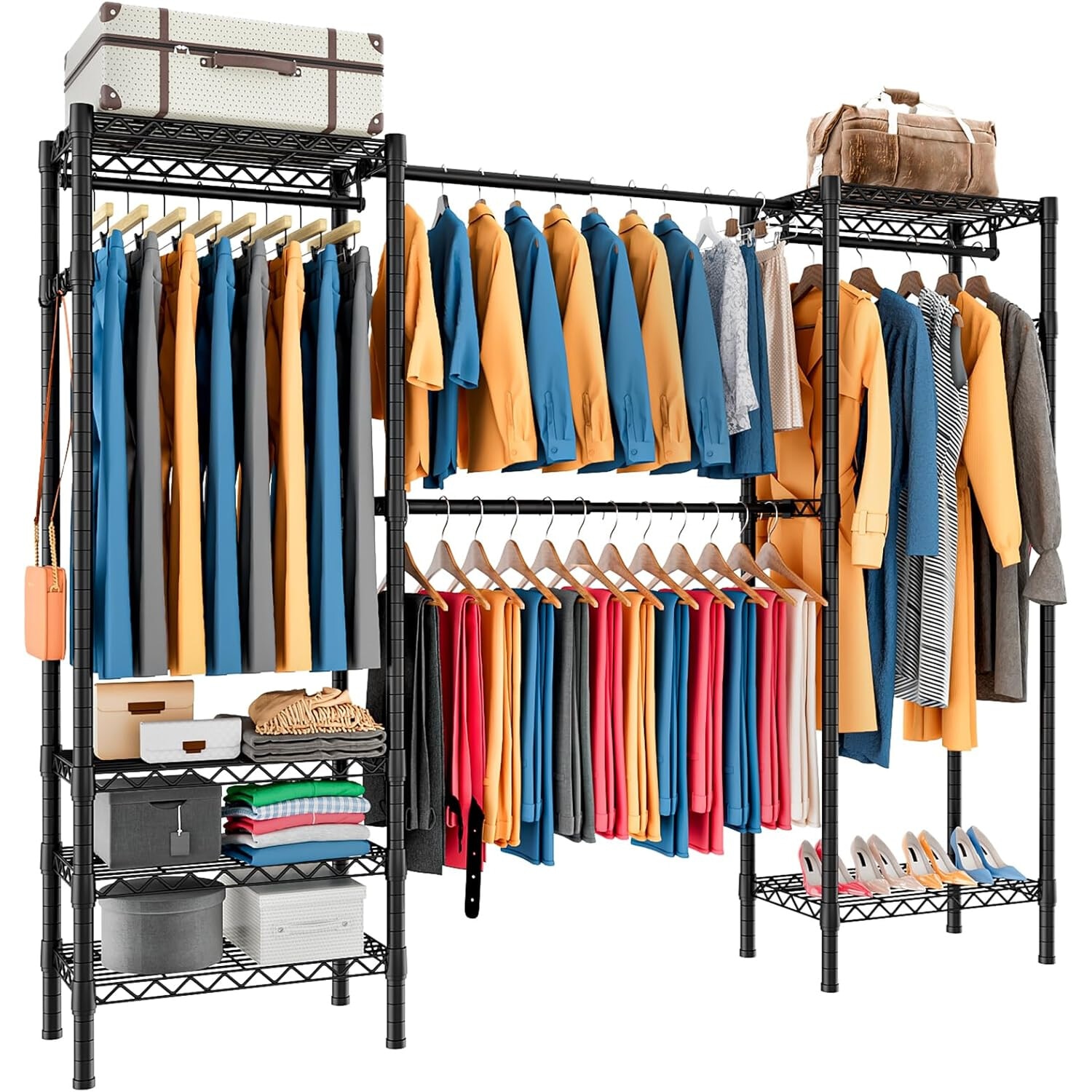 Dulap extensibil si organizator pentru haine, suport freestanding cu 6 ...