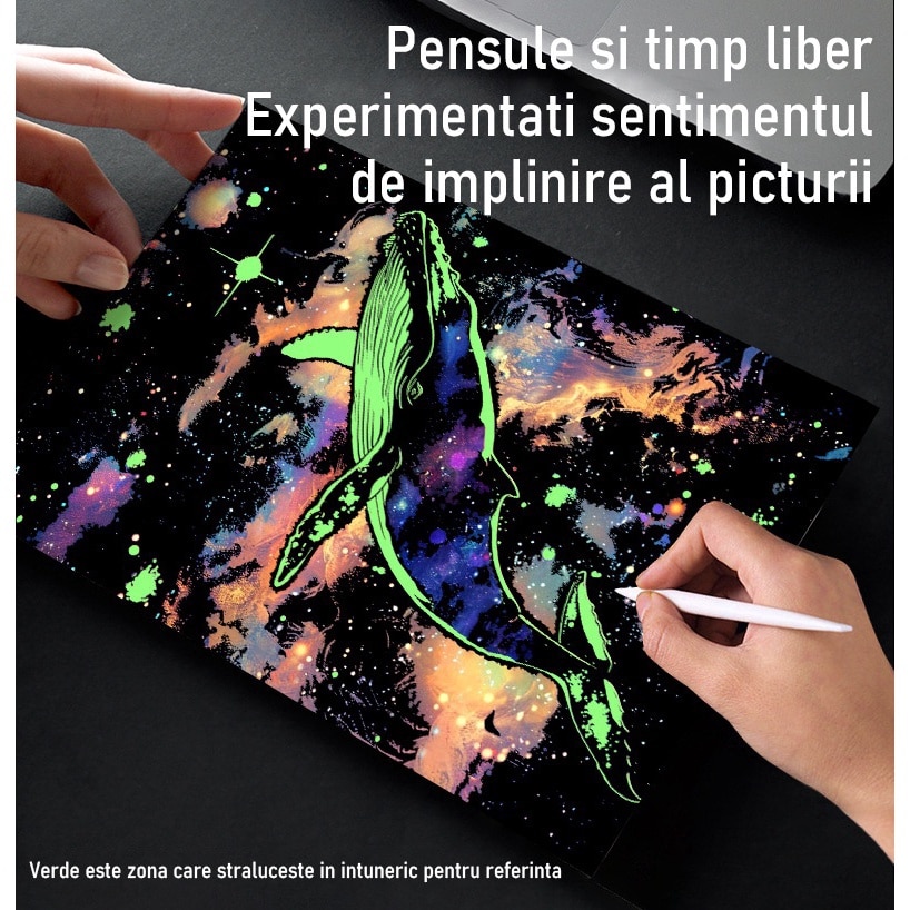 4 desene fosforescente, set de jucarii creative, excursie cu balonul cu ...