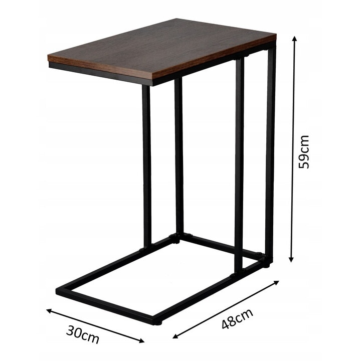 Masuta de cafea, cu cadru de otel, stil industrial, 30x48x59 cm, maro ...