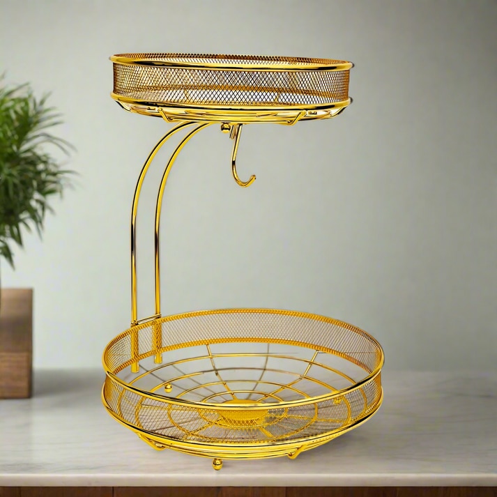 Fructiera etajata pe doua nivele, 36.5 cm, auriu - eMAG.ro