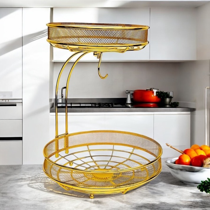 Fructiera etajata pe doua nivele, 36.5 cm, auriu - eMAG.ro