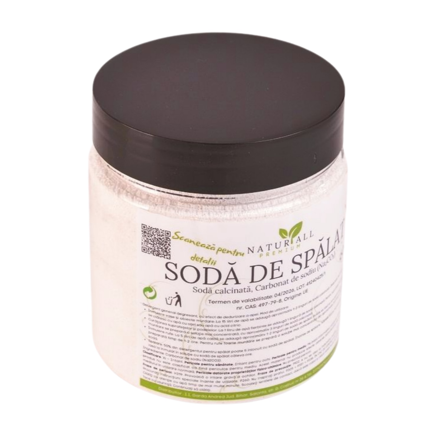 Soda de spalat (soda calcinata), Natur All Premium 600g - eMAG.ro