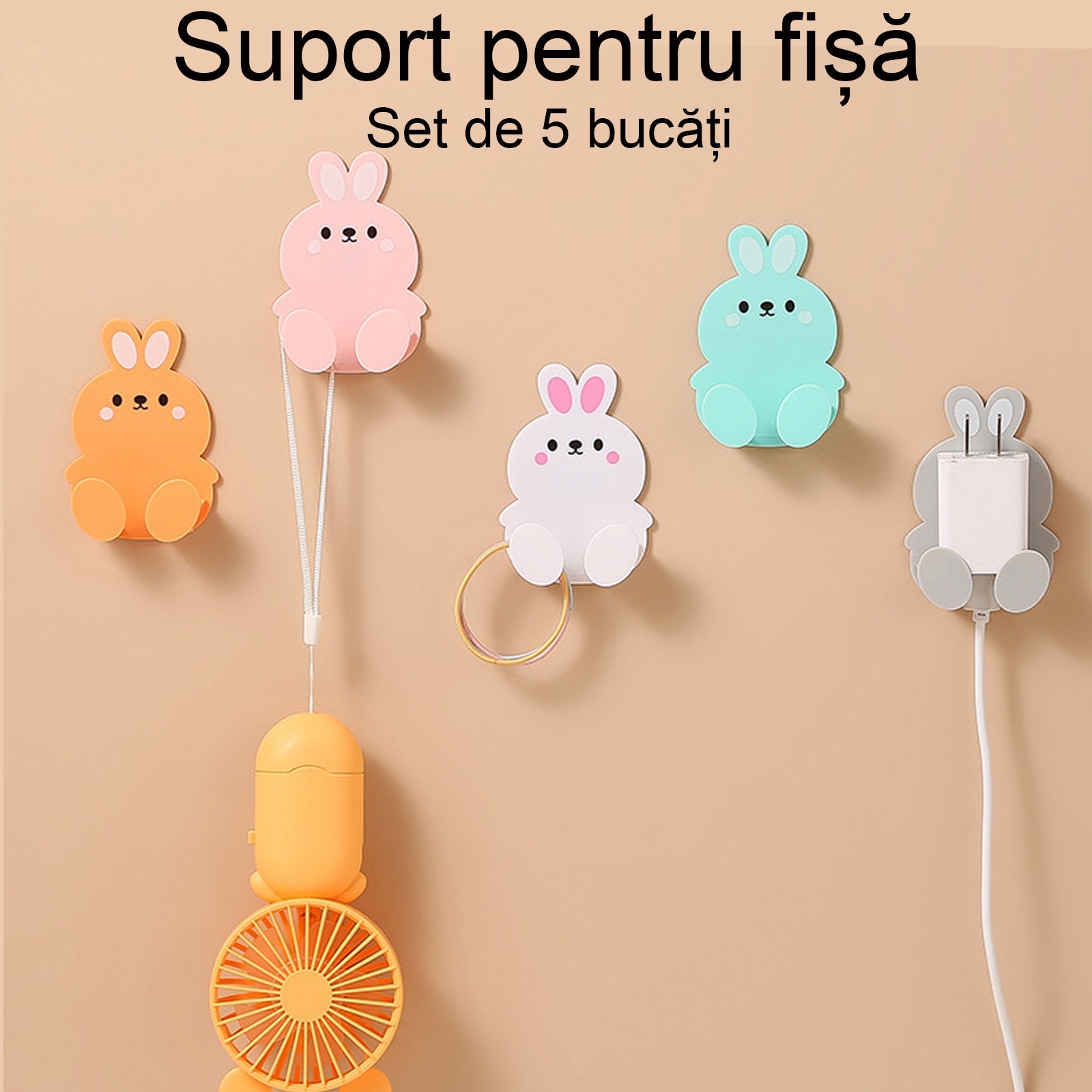 Set de 5 organizatoare de priza de curent pentru birou/cocina cu adeziv ...