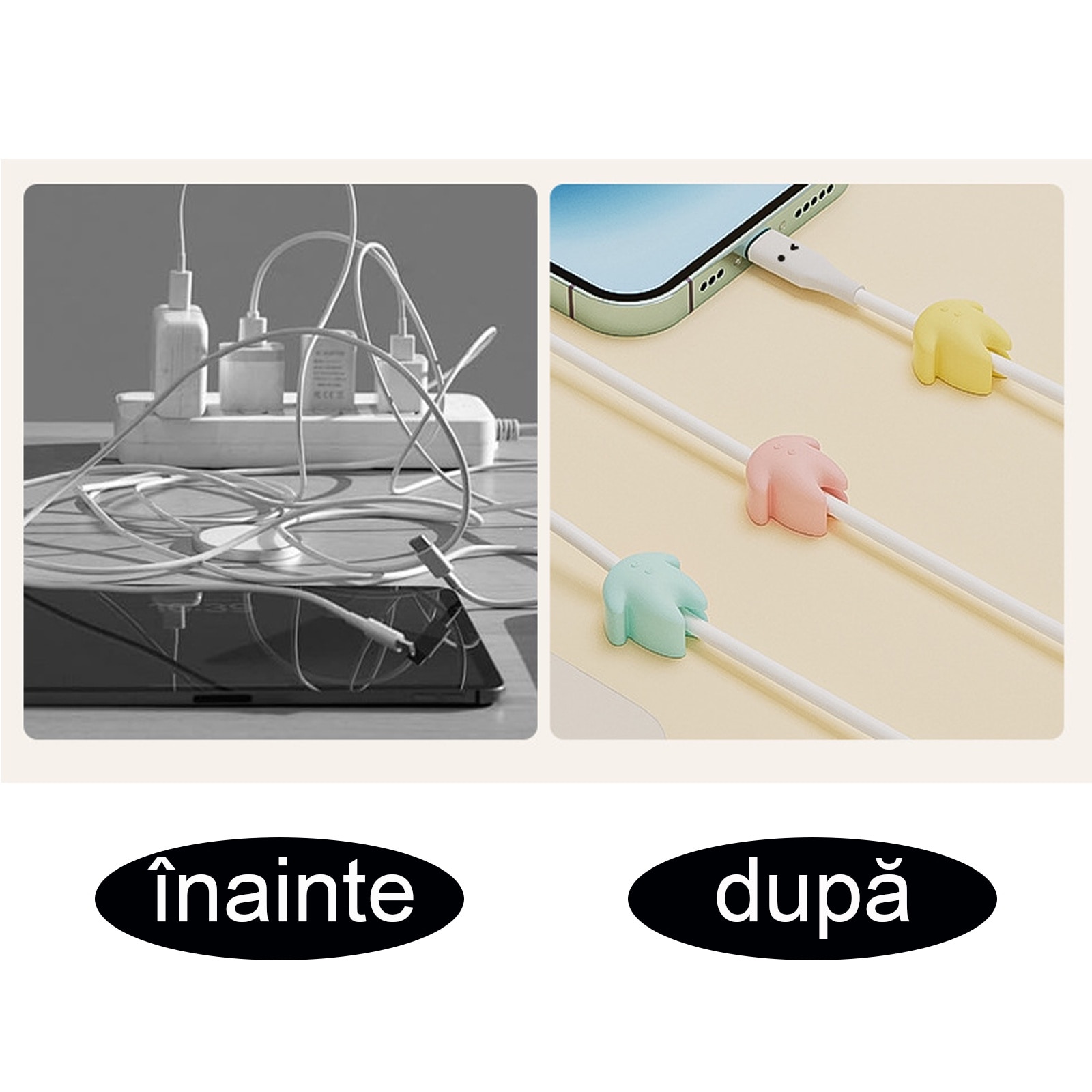 Set de 3 cabluri USB Humanoid de stocare cu adeziv pentru birou ...