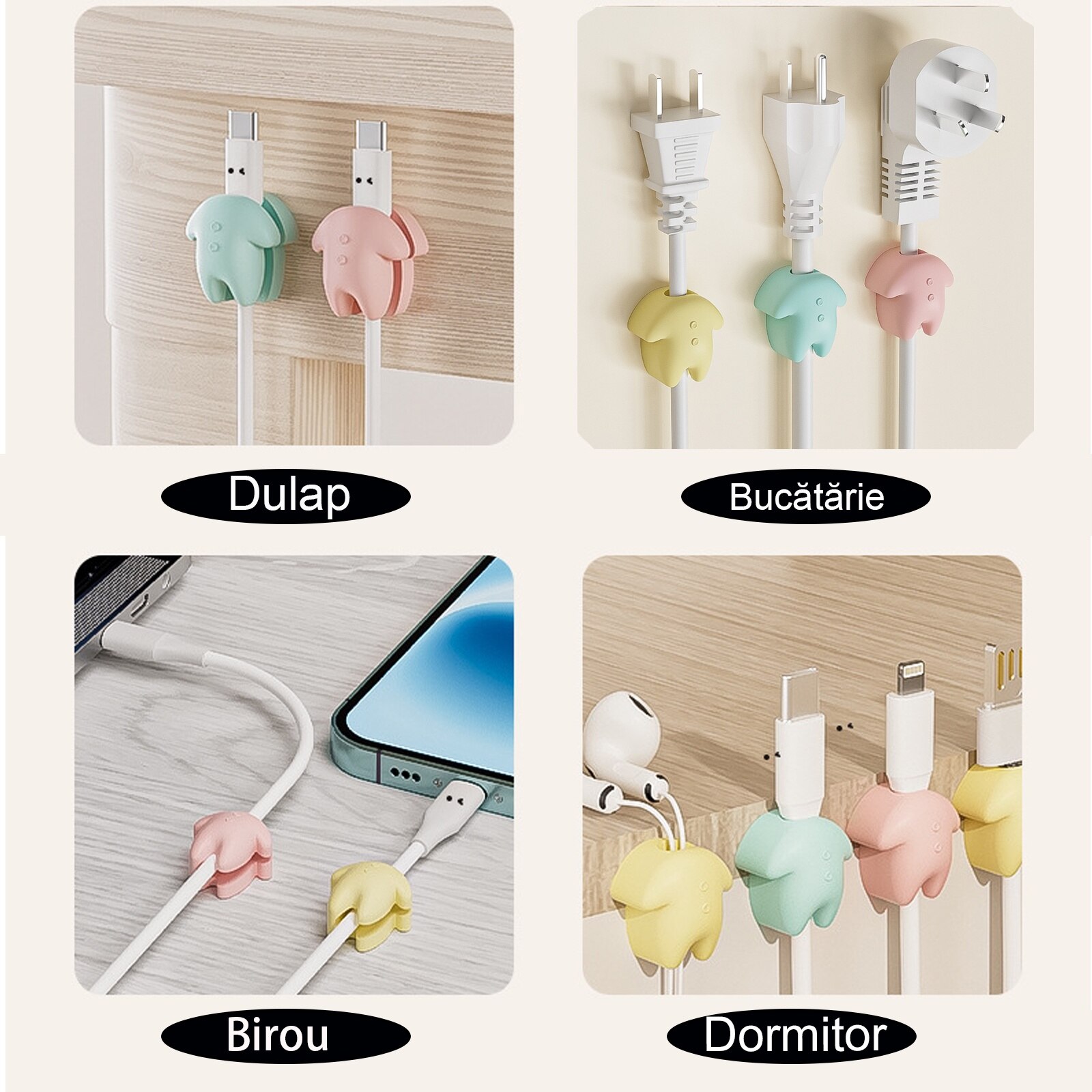 Set de 3 cabluri USB Humanoid de stocare cu adeziv pentru birou ...