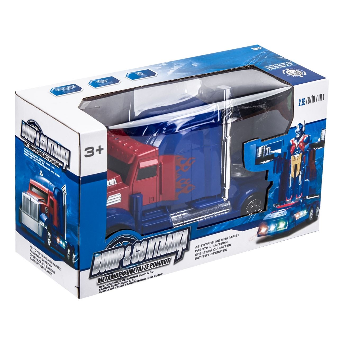 Jucarie Robot Transformer, Model Camion, Sunet si Lumina, Albastru ...