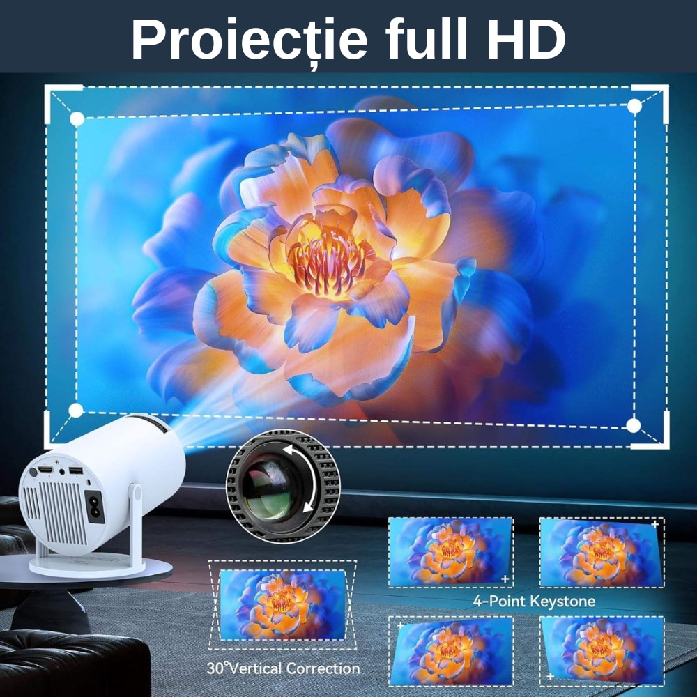 Video Proiector Smart cu Android 11 si rezolutie Full HD - eMAG.ro