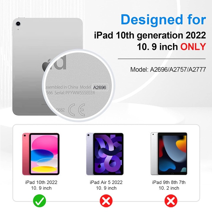 Husa tableta, SINBINTA, Cu curea, Compatibil cu ipad 10th Generation ...