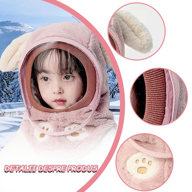 Set caciula copii cu fular pentru iarna, Vine cu scut fata rezistent la ...