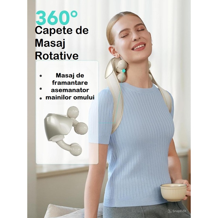 Aparat Profesional de Masaj pentru Gat si Umeri SKG® H7 ULTRA cu Capete ...