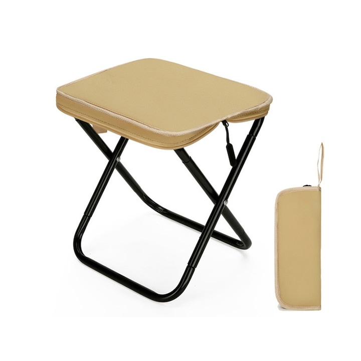 Taburet pliabil, kaki, 28x28x24cm, suport 130kg, pentru exterior - eMAG.ro