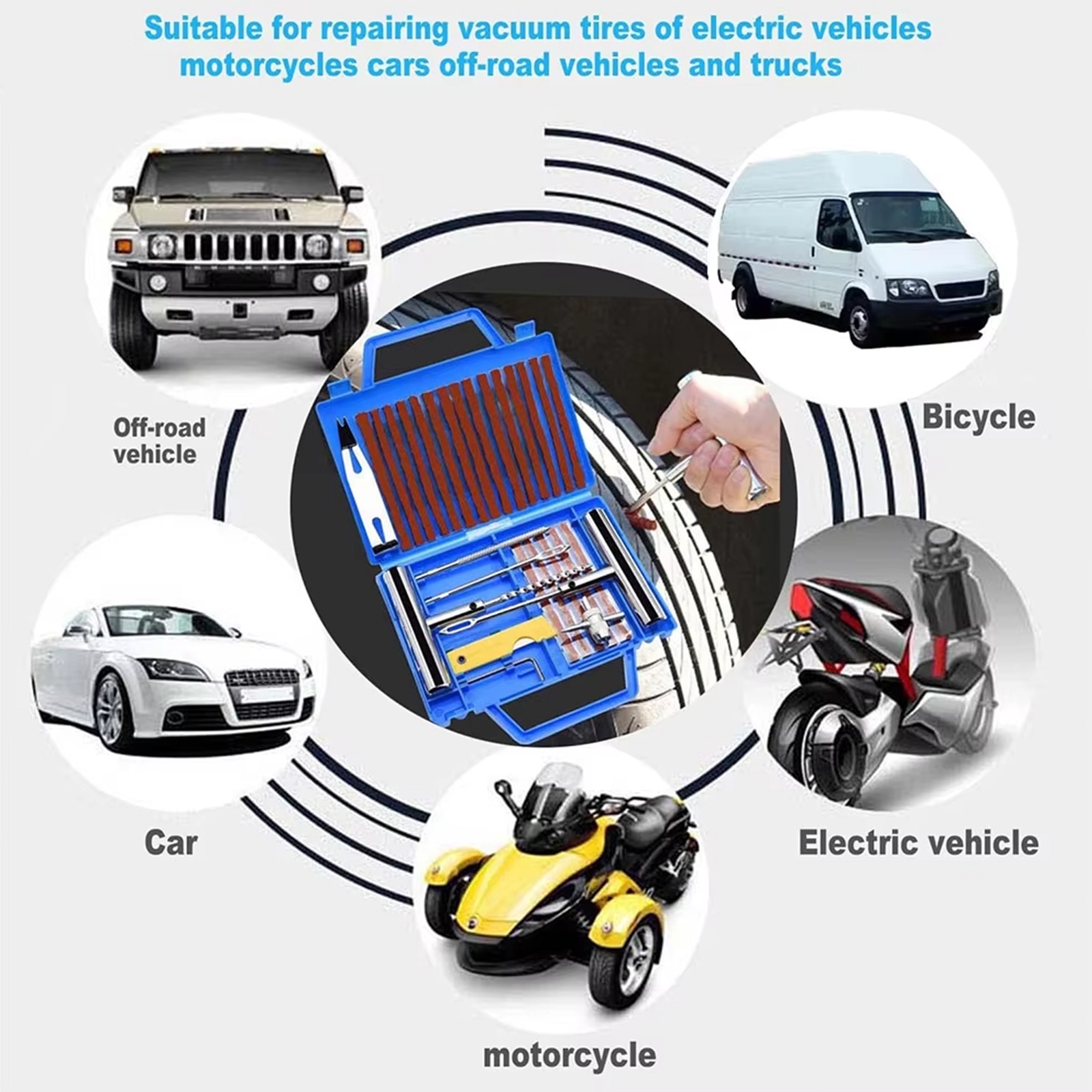 Kit Vulcanizare pentru Reparatie Pana Anvelope, Axroad Mall, Cu 20 buc ...