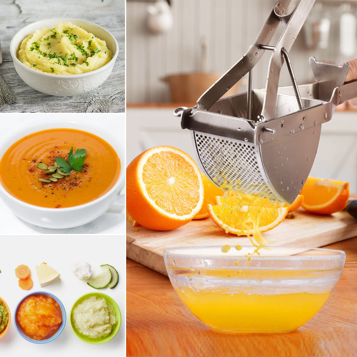 Presa pentru piure de cartofi, inox, design ergonomic, usor de curatat ...