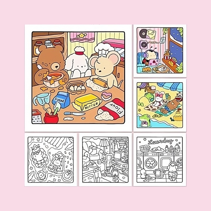 Carte de Colorat, Cozy Friends, Coperta Cartonata, Desene Animale ...