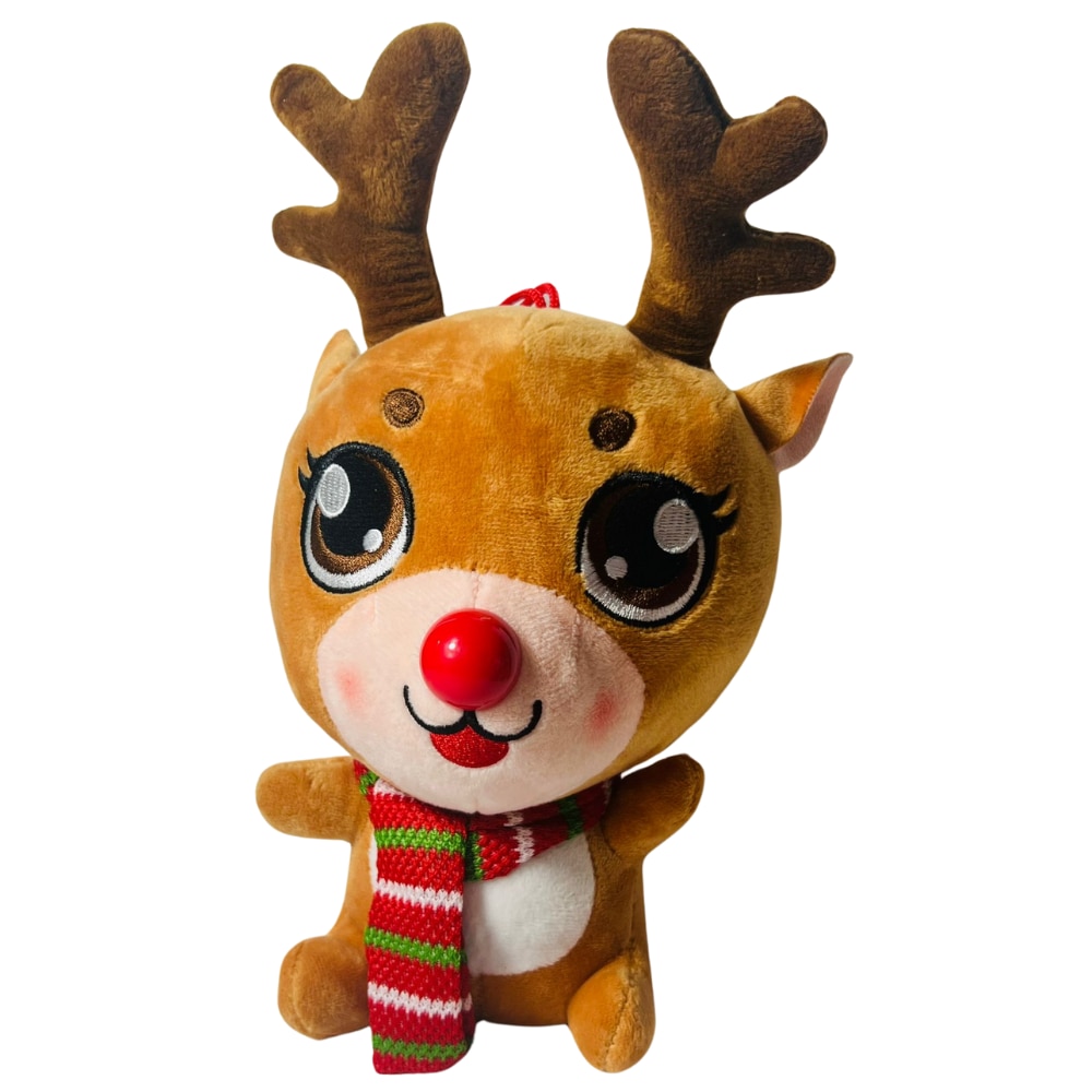 Jucarie din Plus, Ren Rudolf cu Nas Rosu, Maro, 25cm - eMAG.ro