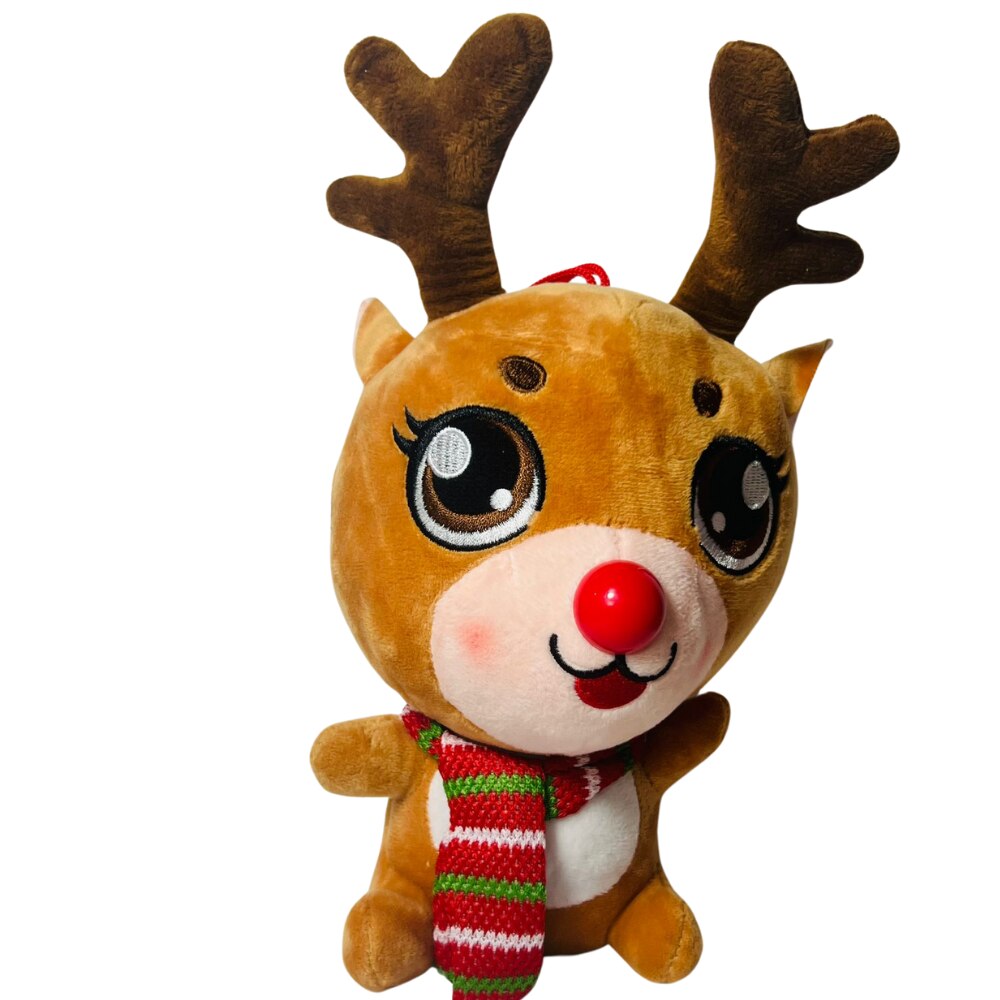 Jucarie din Plus, Ren Rudolf cu Nas Rosu, Maro, 25cm - eMAG.ro