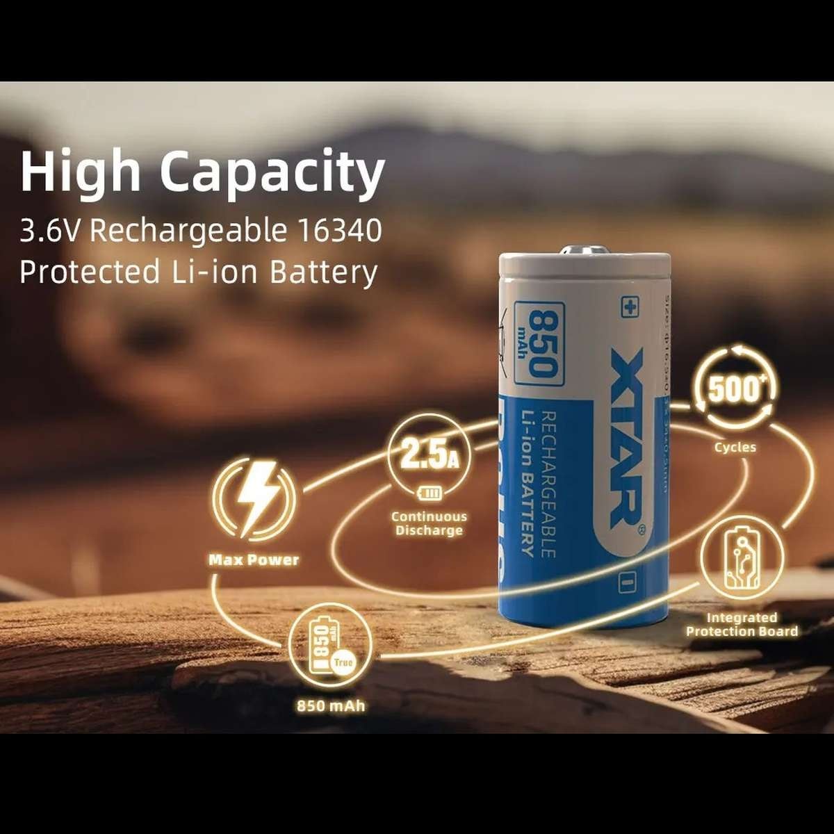 Acumulator Xtar 16340 de 850 mAh cu protectie, viata lunga evaluat la ...