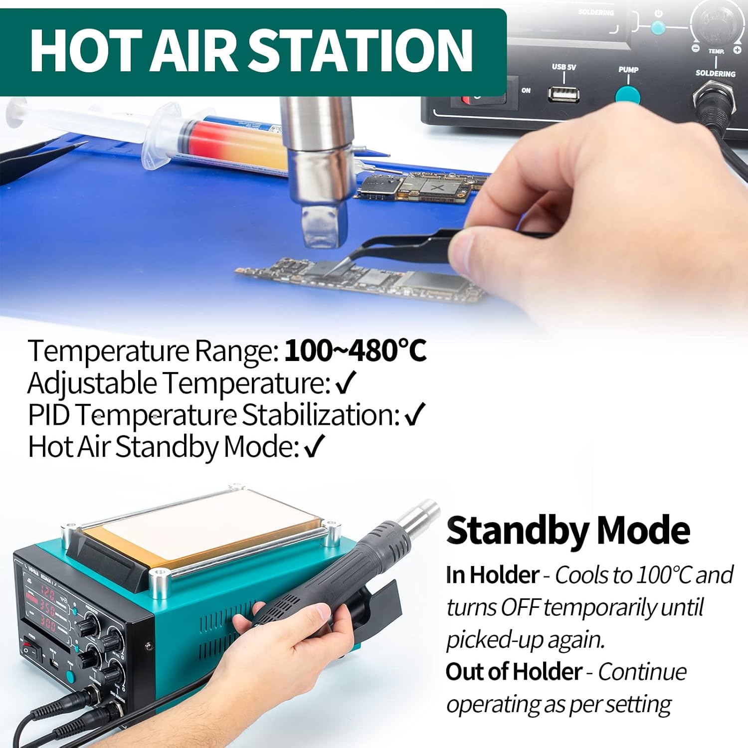 Statie de lipit si dezlipit cu aer cald, letcon si separator ecran LCD ...
