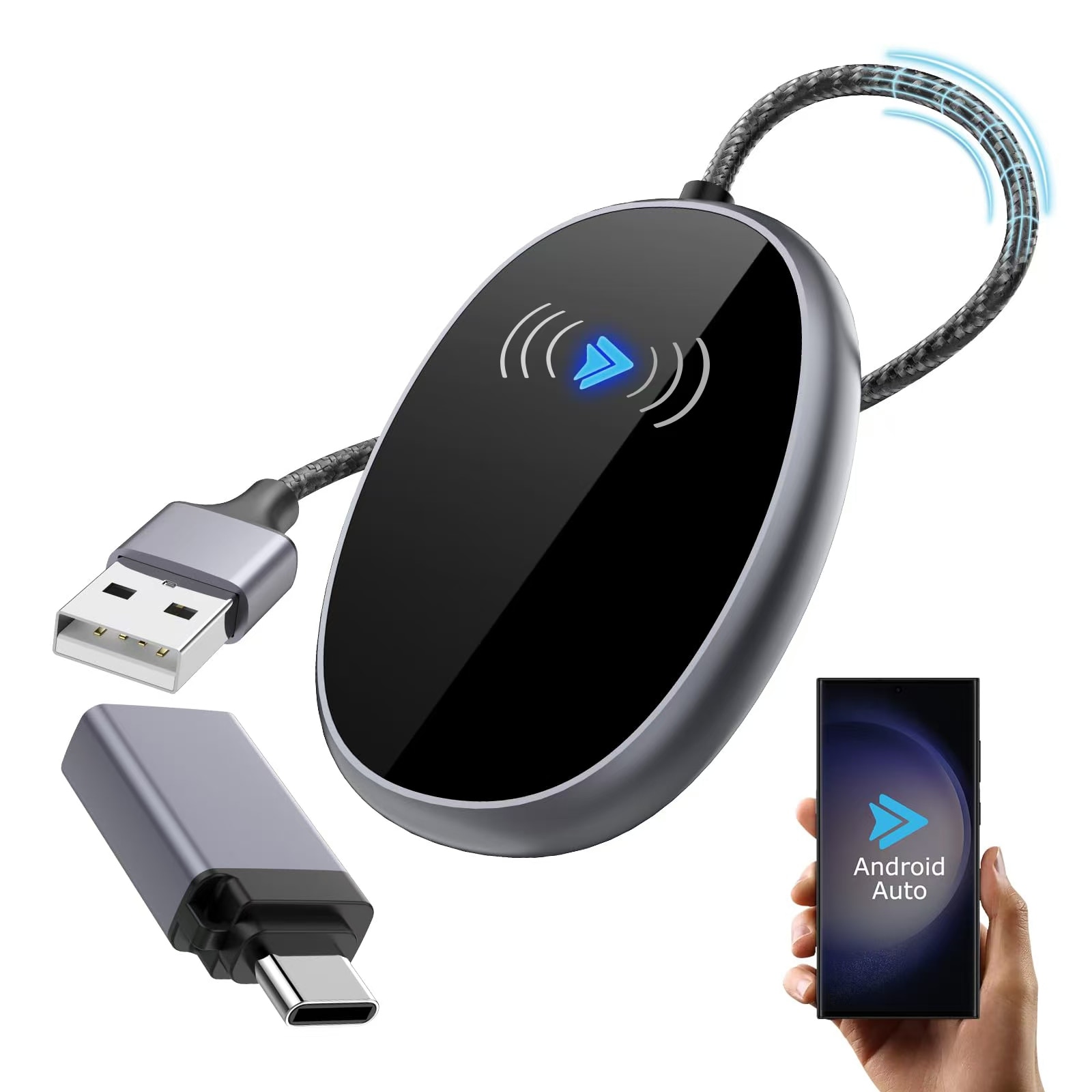 Adaptor Android Auto wireless goBERA®, Pentru masini cu AndroId Auto de fabrica prin cablu ...