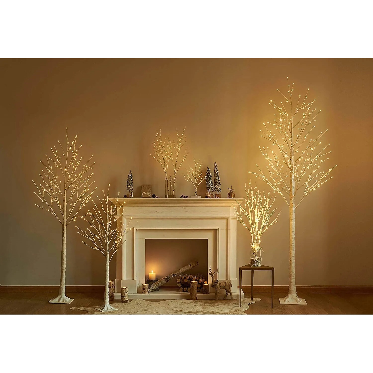 Copacel Decorativ Mesteacan cu LED-uri, 180 cm, Pom de Sarbatori cu ...