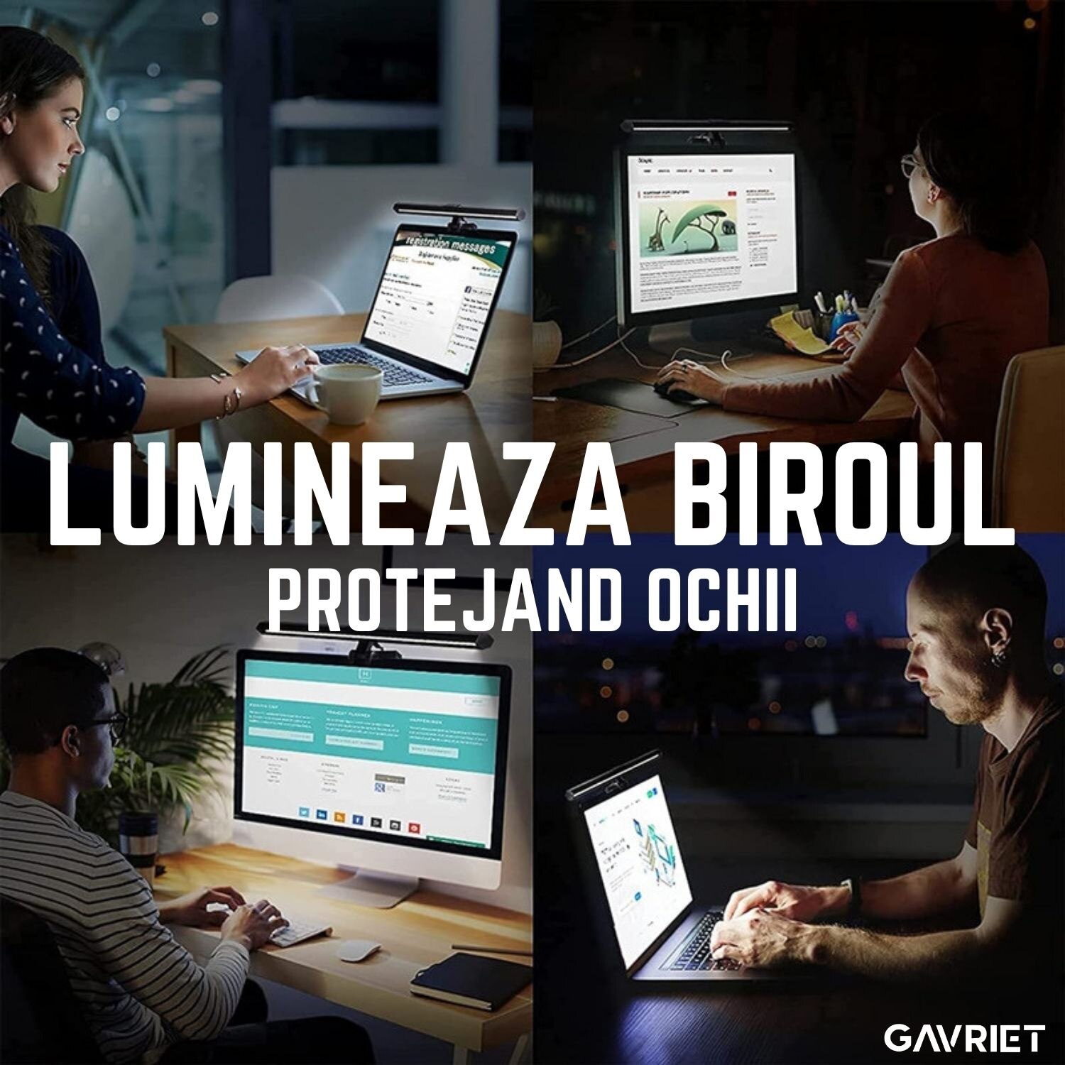 Lampa LED RGB Gavriet™ pentru Monitor & Birou & Munca & Citit, 40 cm ...