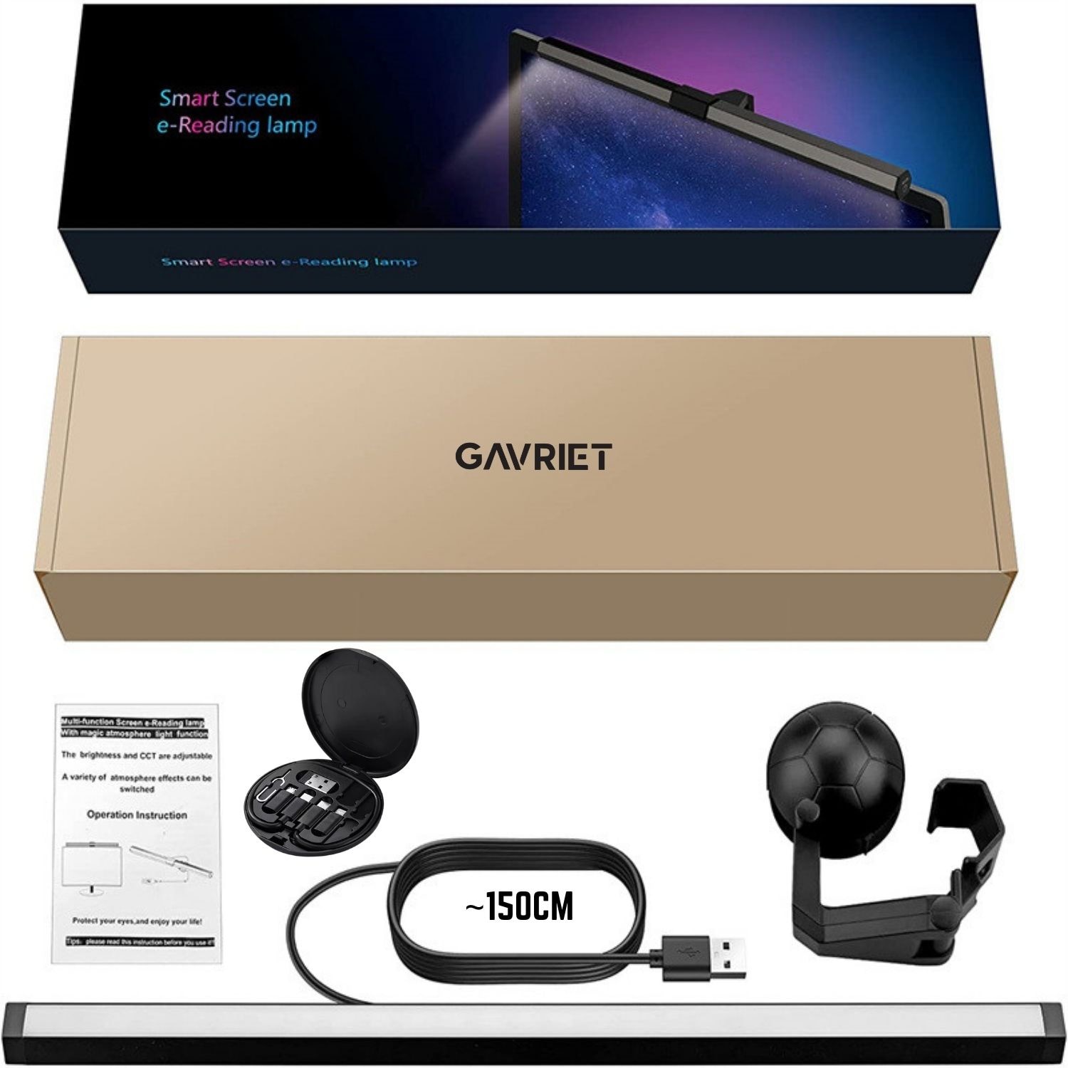 Lampa LED RGB Gavriet™ pentru Monitor & Birou & Munca & Citit, 40 cm ...