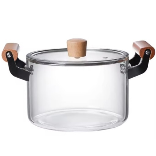 Oala transparenta 2.5l cu manere lemn - eMAG.ro