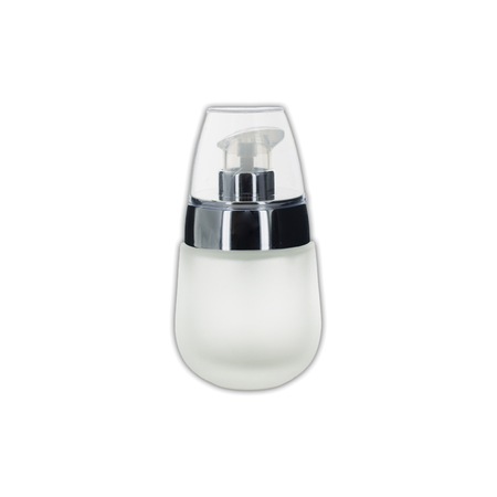 Recipient sticla mata alba 30 ml, pompa, capac transparent si guler ...