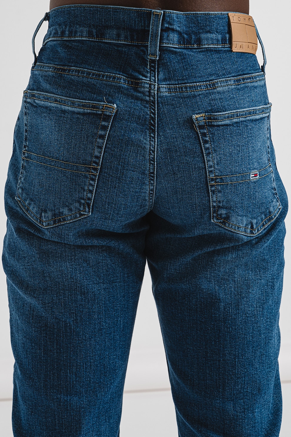 Tommy Jeans, Blugi slim-fit cu croiala dreapta Ryan, Albastru melange ...