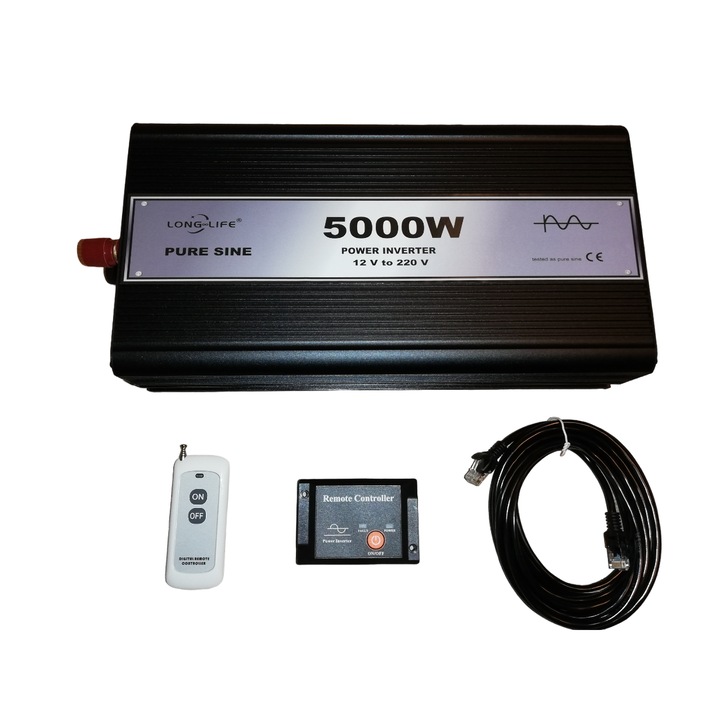 Invertor 5000 W, sinus pur, 12 V - 220 V auto si panouri solare, priza ...