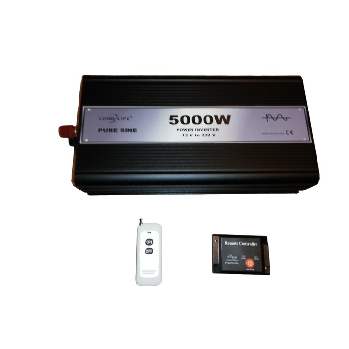 Invertor 5000 W, sinus pur, 12 V - 220 V auto si panouri solare, priza ...