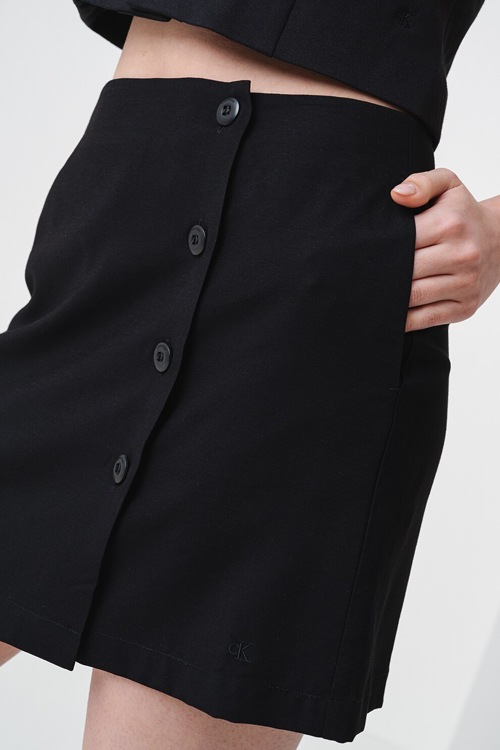 CALVIN KLEIN JEANS, Fusta mini cu talie inalta, Negru, S - eMAG.ro