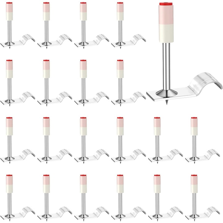 Set de 50 cuie rotunde, cleme cu carlig, bolturi pentru pistol de cuie ...