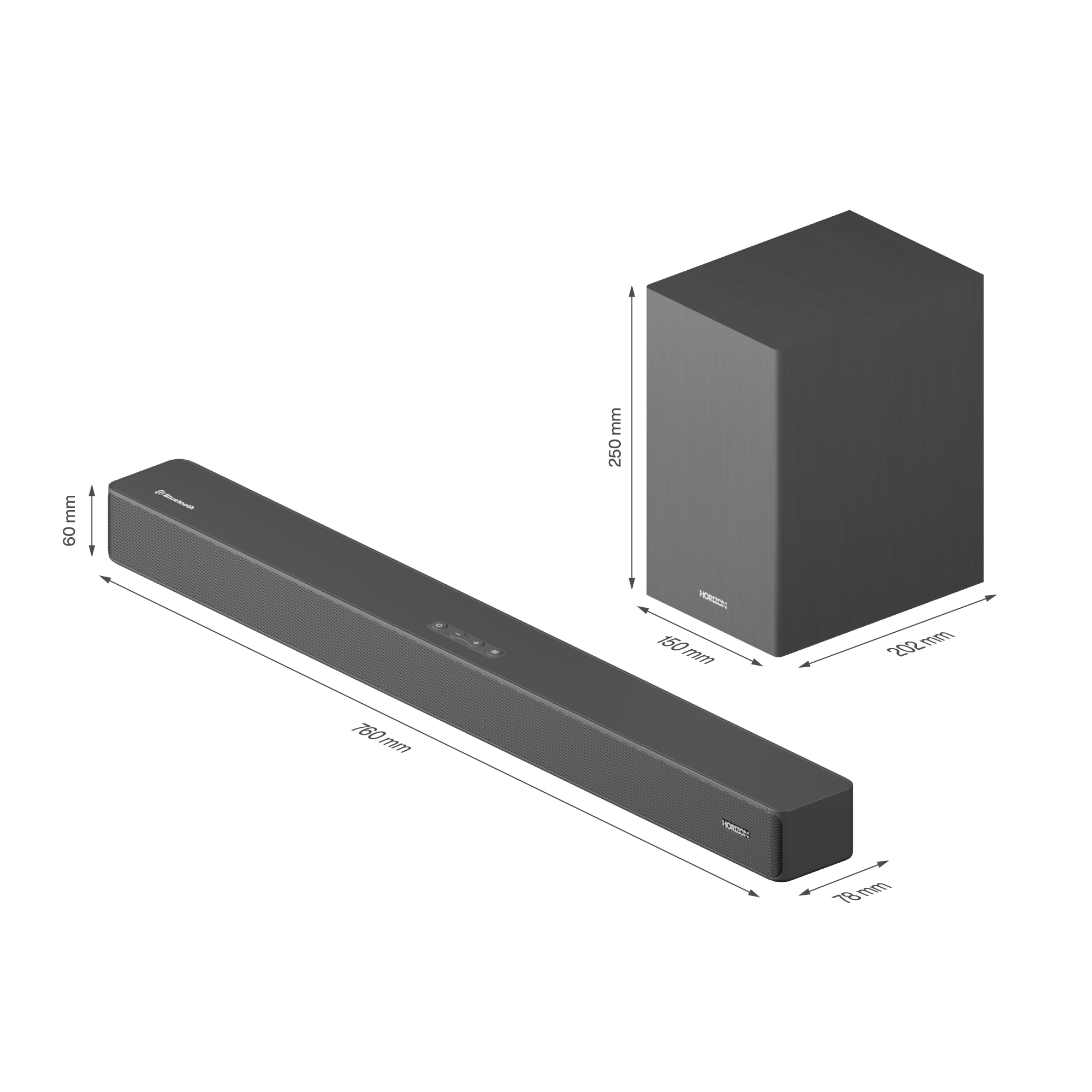 Soundbar HORIZON Acustico HAV-S2630W, 2.1CH, 110W, Subwoofer Wireless ...